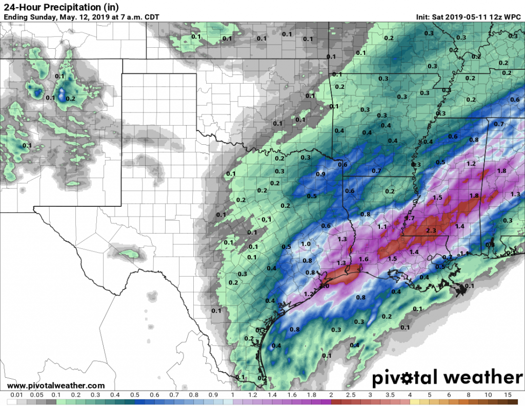 Storms today, clearing tonight, lovely weather Sunday – Space City Weather
