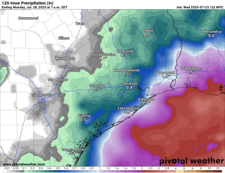 Heat should peak today or tomorrow in Houston before the rain chances ...